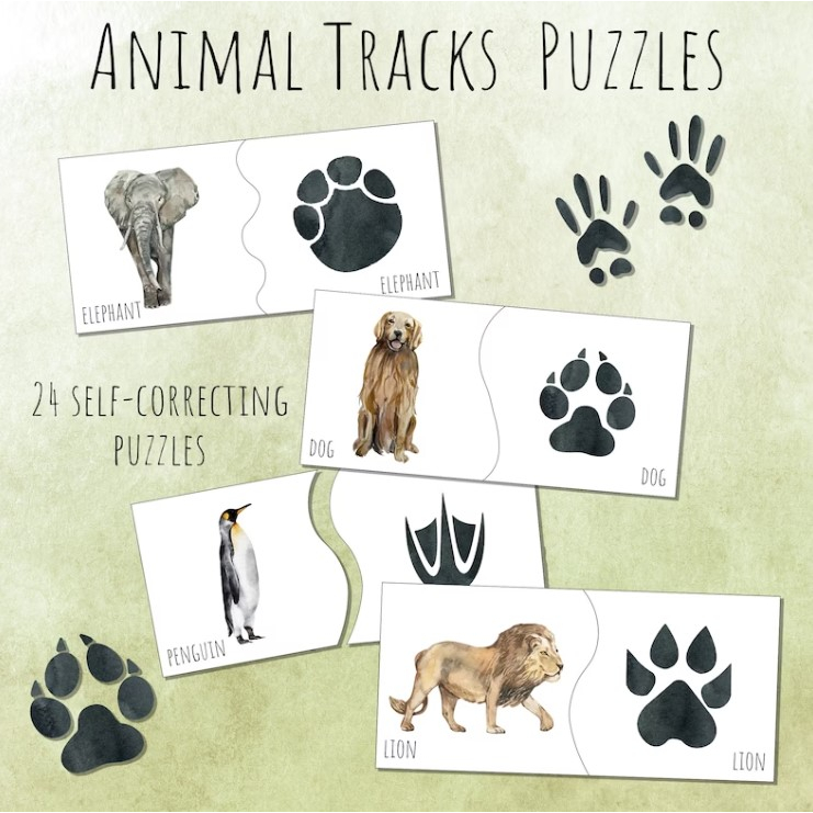 PDF] 034- Animal Tracks Puzzles Activity Printable Montessori Toddler ...