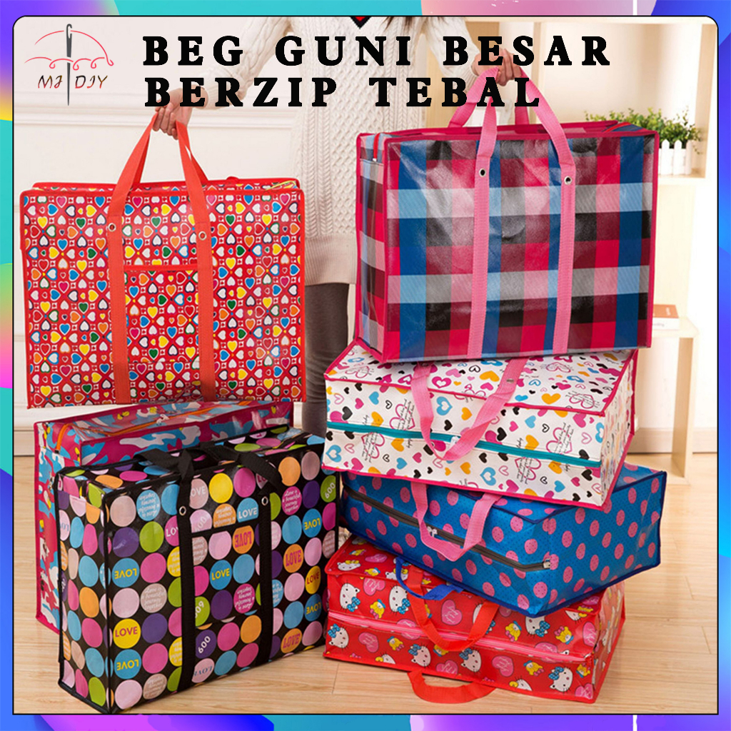 Beg Guni Besar Berzip Tebal Laundry Bag Waterproof Large Storage Beg ...