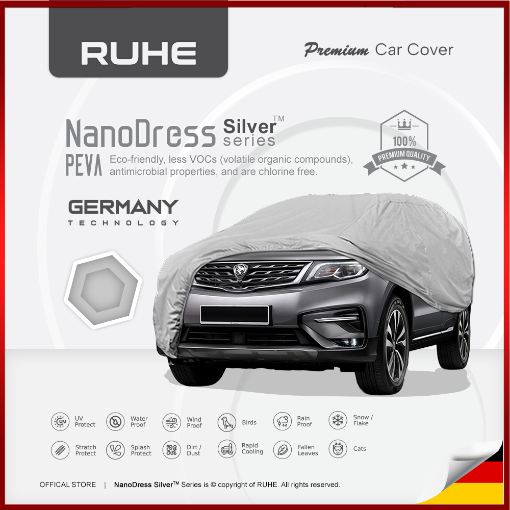 RUHE Germany Silver Car Cover Outdoor Protection UV Waterproof Penutup ...