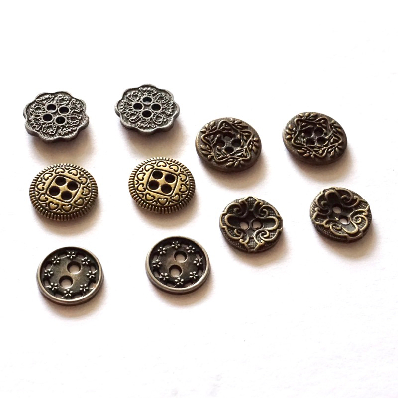 Antique Brass Metal Buttons For Sewing Crafts | Shopee Malaysia