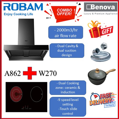 (Ready Stock & Fast Ship) ROBAM HYBRID HOB(INDUCTION+CERAMIC)-W270 FREEGIFT | Shopee Malaysia