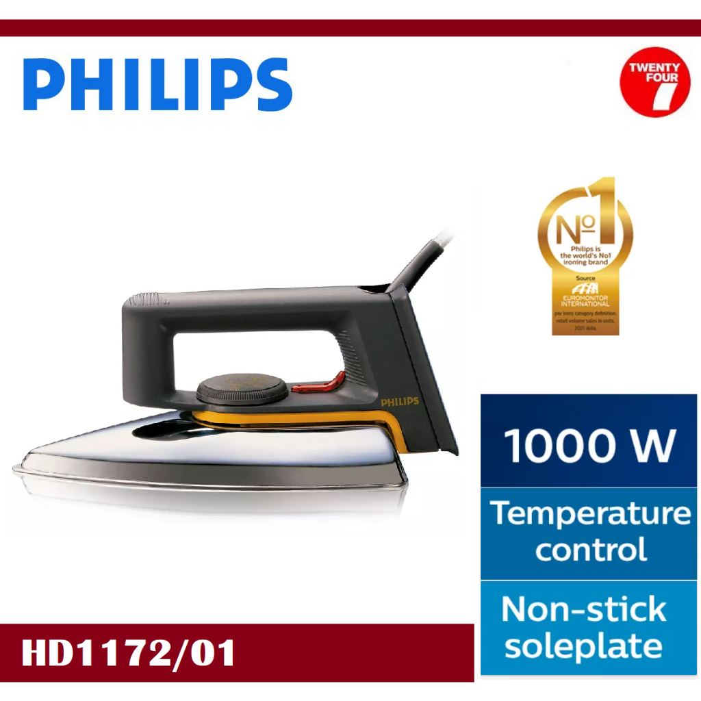 PHILIPS Classic Dry Iron HD1172/01 (1000W) HD117201 HD1172 | Shopee ...