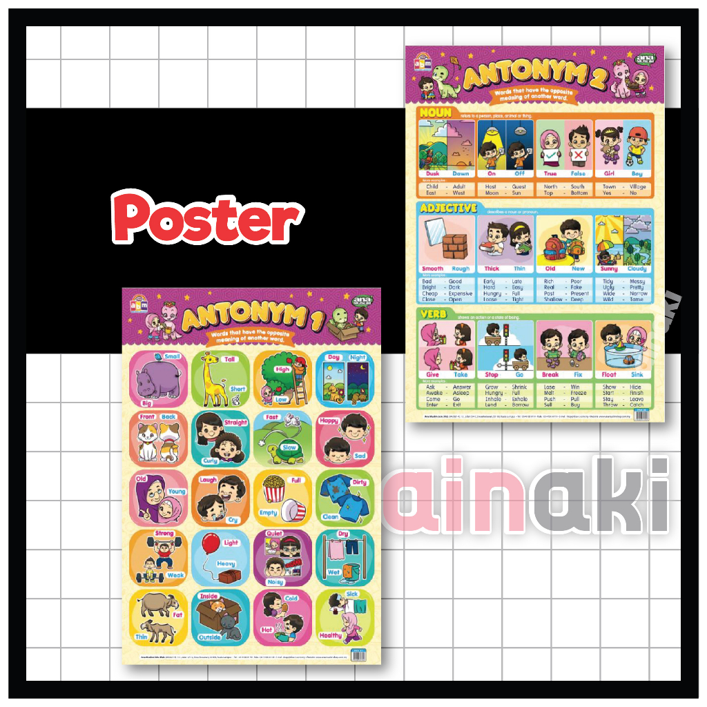 Poster Belajar Antonym 1 Antonym 2 Poster Membaca Poster Kanak Kanak ...