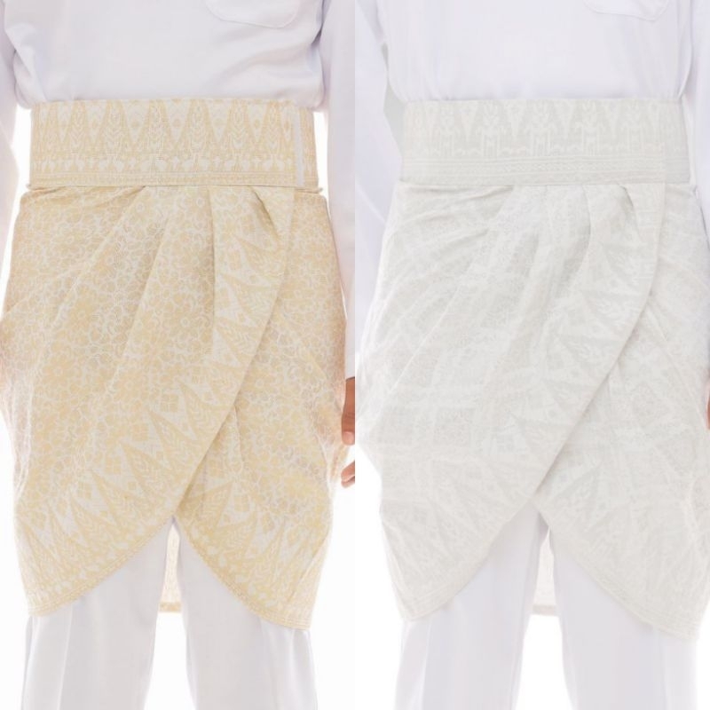 💥Kids-Dewasa💥 Sampin Instant Andika songket bunga penuh Putih Gold ...