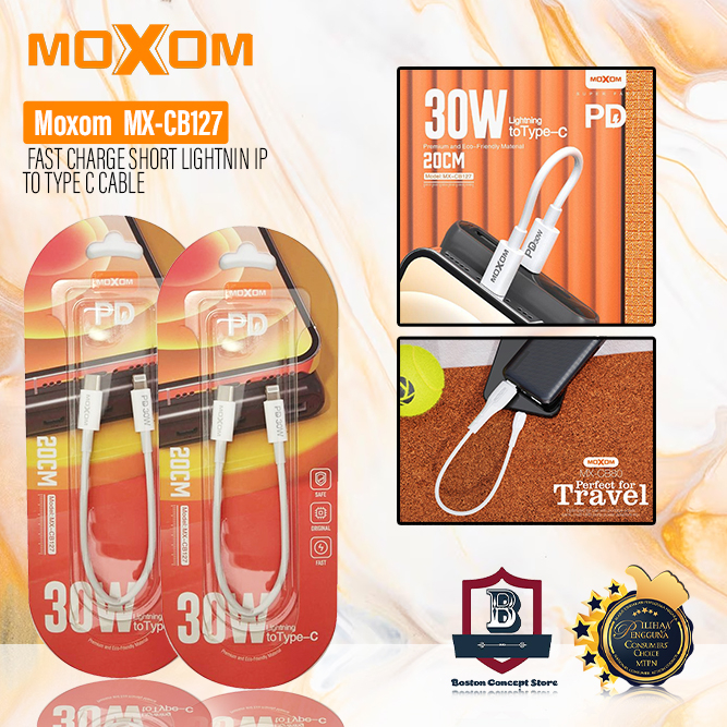BOSTON MOXOM FAST CHARGE SHORT LIGHTNIN IP TO TYPE C CABLE MX-CB127 ...