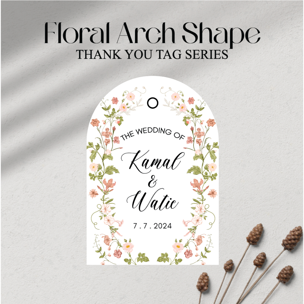 [TAG] Floral Modern Arch Thank You Tag Wedding Aqiqah Engagement Favor ...