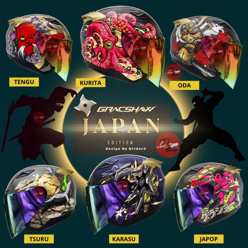 Gracshaw Helmet Gennex G535 Japan KURITA SOTONG/ ODA/ KARASU/NINJA ...