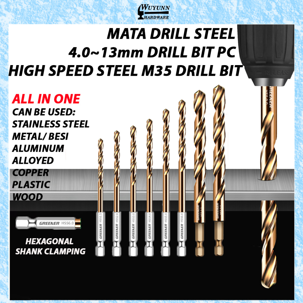 Wuyunn.HSS-Co Hexagonal Drill Bit. Mata Drill Besi. Drill Bit Metal ...