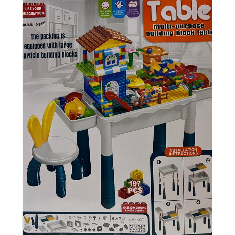 【MJ】Kids Multi Function Table Building Blocks Compatible Lego Duplo ...