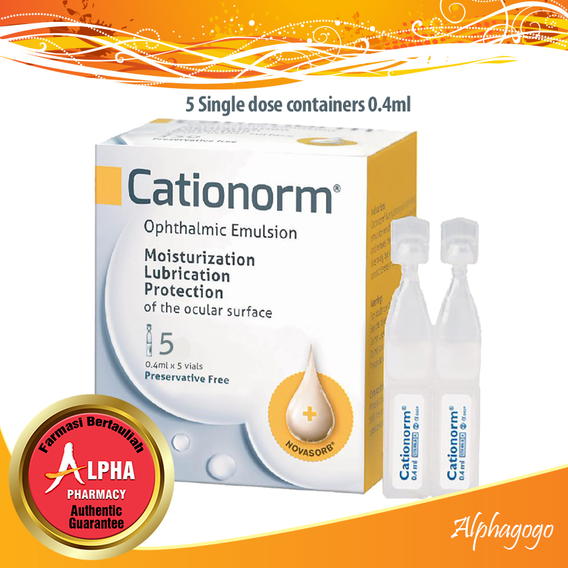 Cationorm Eye Drop Ophthalmic Emulsion 0.4ml (Preservative Free) 5 ...