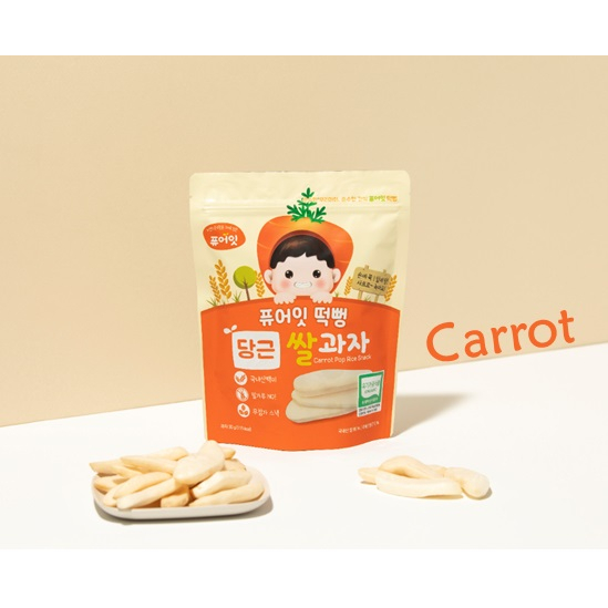 Pure Eat Organic Pop Rice Cracker Baby Snack For 6 Months Old - Carrot ...