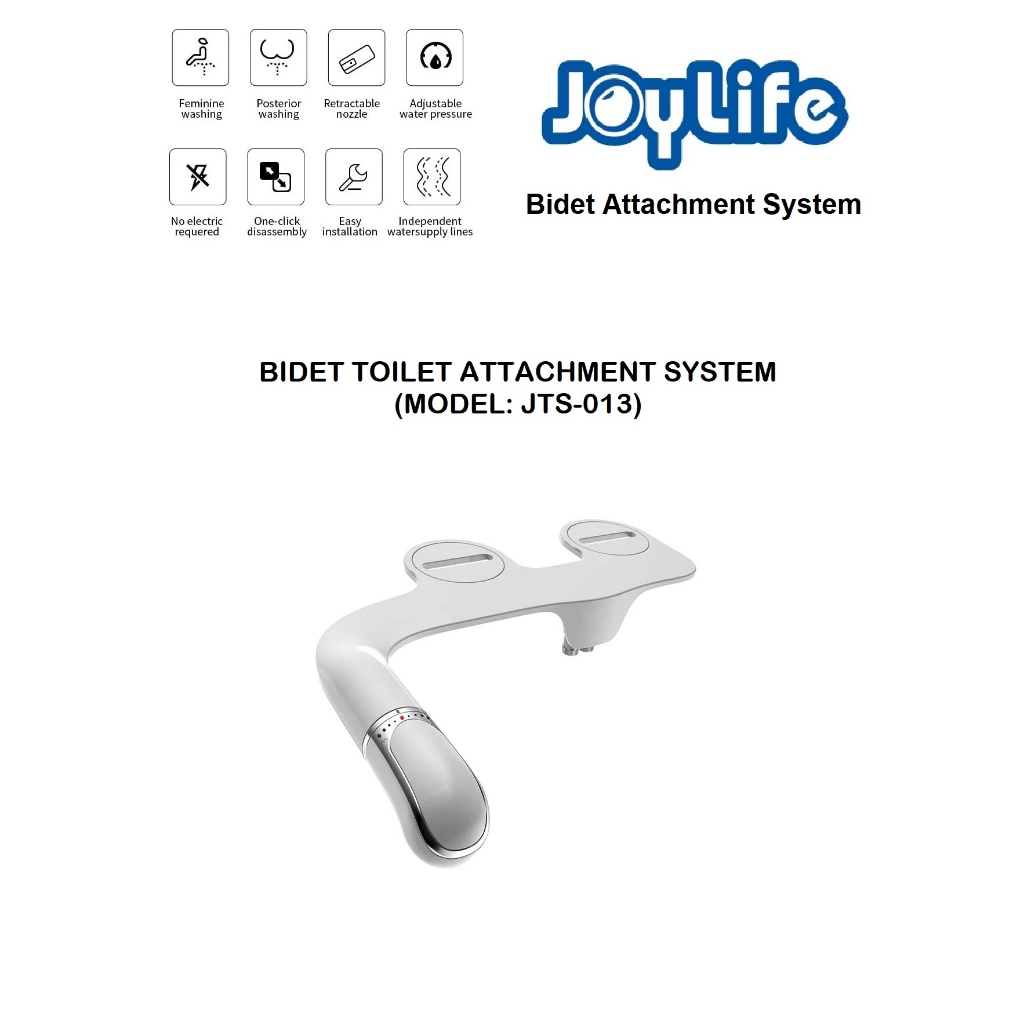 Joylife DIY Easy Installation Non-Electric Dual Nozzle Adjustable Bidet Attachment Toilet System ...
