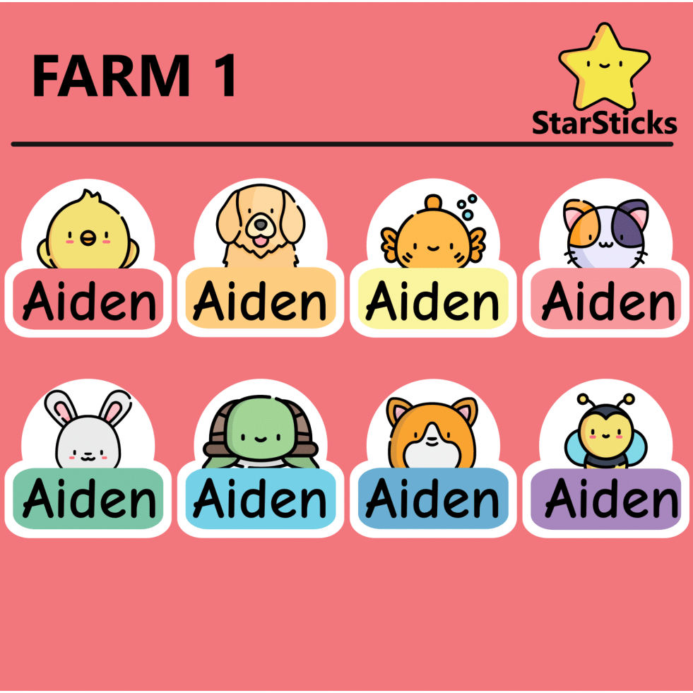 Name Sticker Waterproof |Pelekat Nama Kalis Air| 防水名字贴纸 -40pcs kawaii ...
