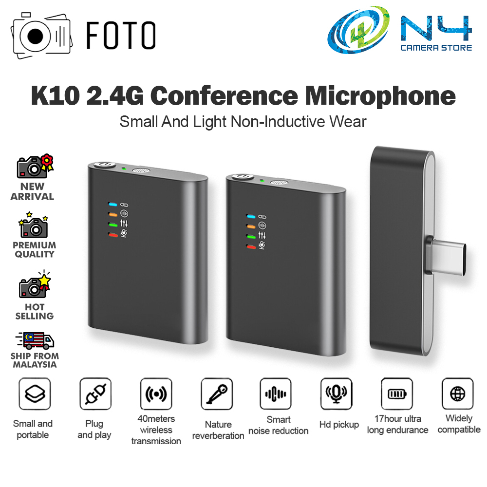 FOTO K10 Wireless Lavalier Microphone Portable Mini Lapel Mic Noise ...