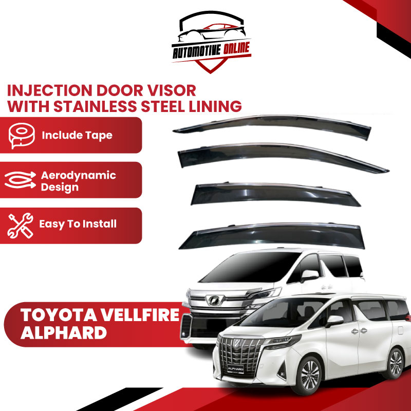 Toyota Vellfire/Alphard 2018-Present Injection Door Visor Chrome 4 Door ...