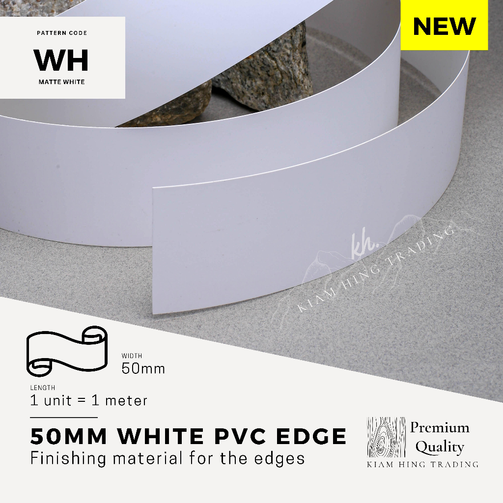 50mm Matte White PVC Edging | Edge for White PVC Lam. | edge protector ...