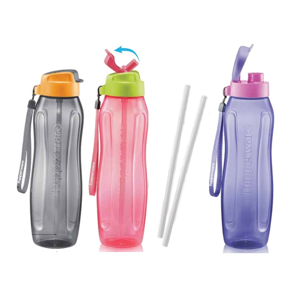 Tupperware (1 OR 2 bottles) 1 Liter Slim Eco Bottle 1L with Strap, with ...