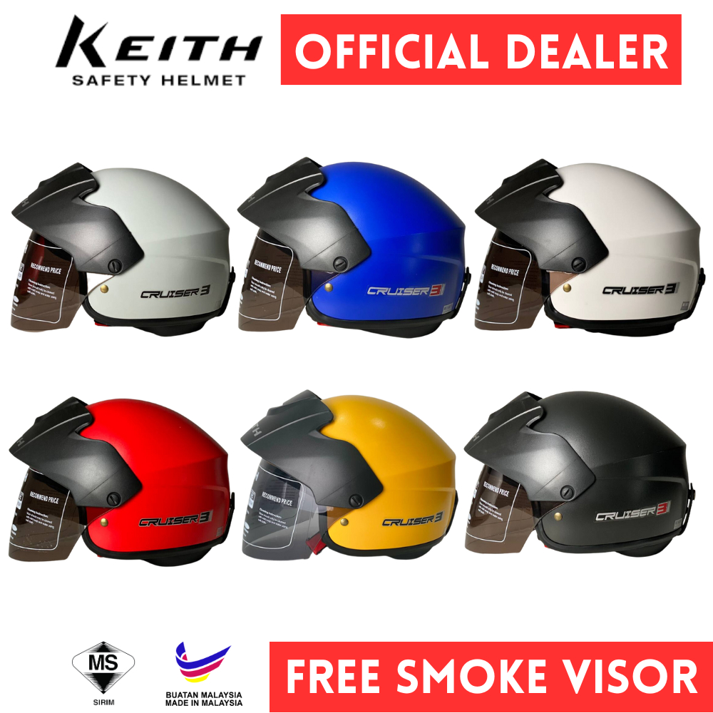 Keith KH Cruiser V3.0 New Model Helmet FREE SMOKE VISOR SGV Visorex KEITH | Shopee Malaysia