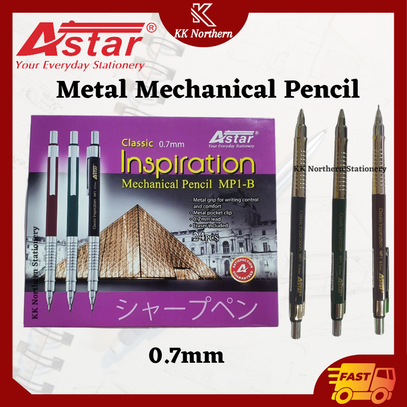 Astar Metal Mechanical Pencil Stainless Steel Body Pensil Tekan Besi MP ...