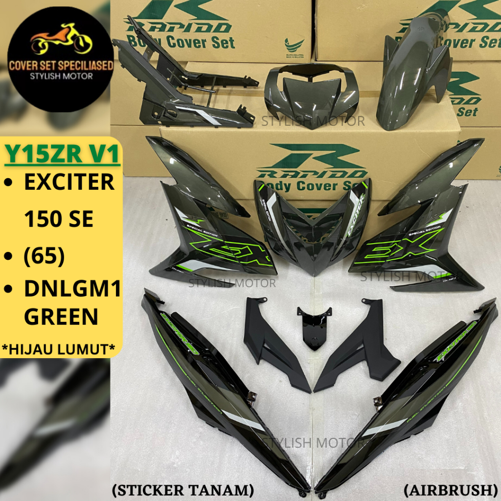 (STICKER TANAM/AIRBRUSH) RAPIDO COVER SET YAMAHA Y15 Y15ZR V1/V2 EXCITER 150 SE (65) DNLGM1 ...