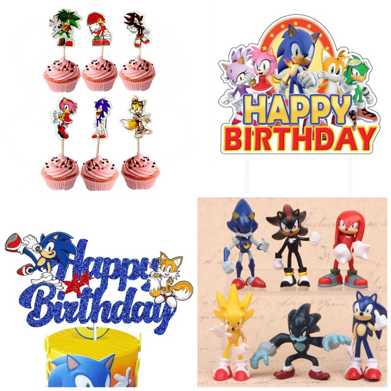 🇲🇾 Ready Stock 6pieces Super Sonic Cake Toppers figures Kek Super Sonic ...