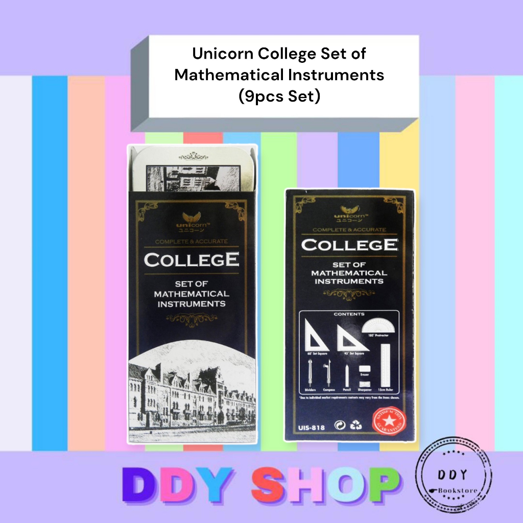 Unicorn College Set of Mathematical Instrument (9pcs Set) Geometry Set ...