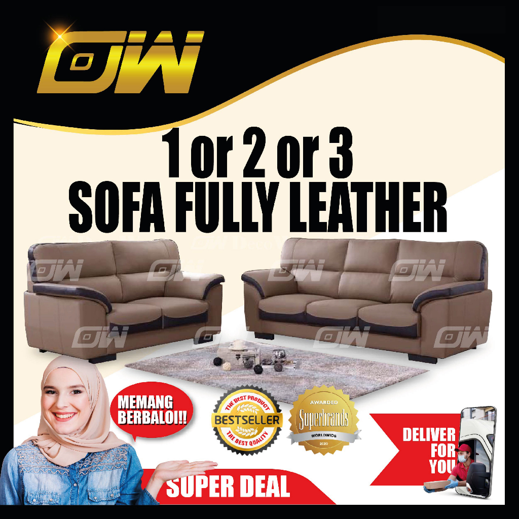 1+2+3 Seater Leather Sofa Set / Lounge Chair / Lounge Sofa / Living ...