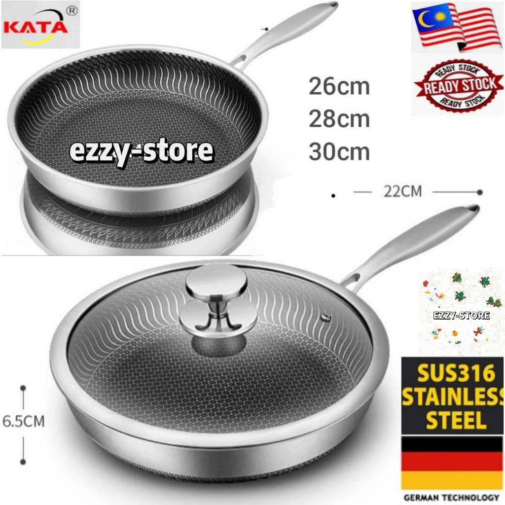 KATA SUS316 Stainless Steel Honeycomb Pan Skillet Non-Stick Wok With ...