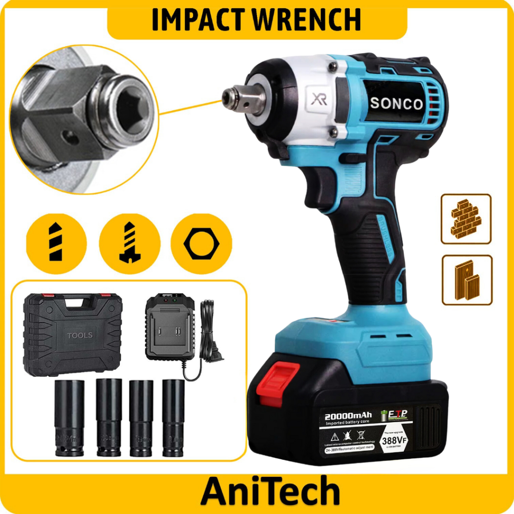 SONCO 1/2 1/4 Inch Cordless Impact Wrench Electric Impact Brushless ...