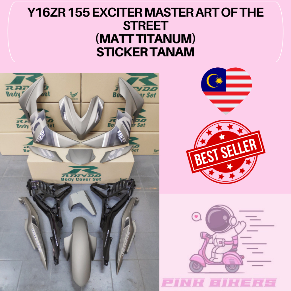 Coverset Bodyset Yamaha Y16 Y16ZR EXCITER 155 WHITE MATT BLACK GREY ...