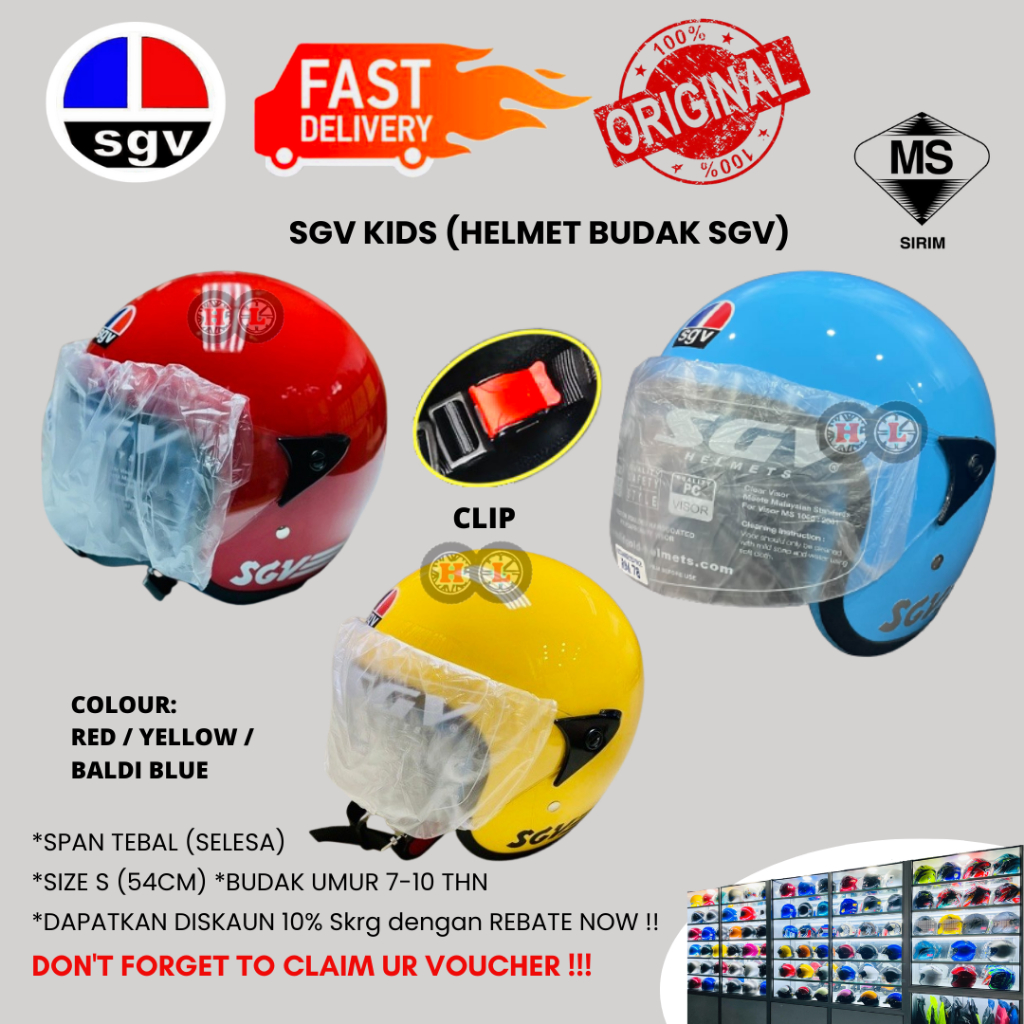 SGV KIDS VISOREX HELMET ( (Topi Keledar budak Children Helmet Sirim ...