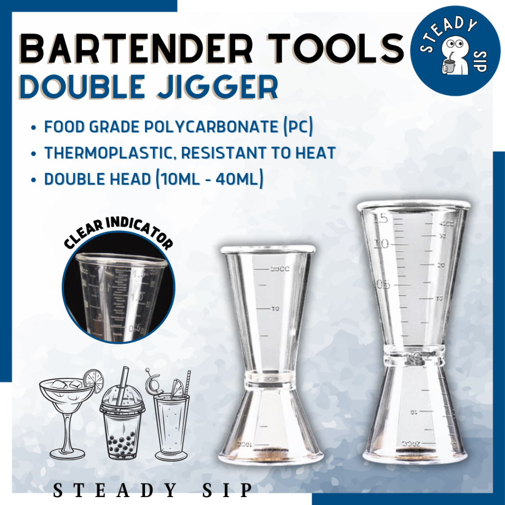 Steady Sip Cocktail Jigger Double Plastic Measure Cup 20cc 40cc Milk ...