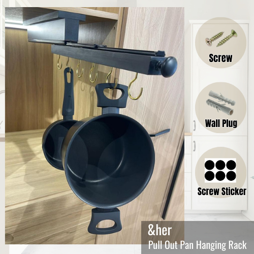 Kitchen Pull Out Pan Hanging Rack (Rak Kuali Dapur Tarik)/ RAK RAIL ...