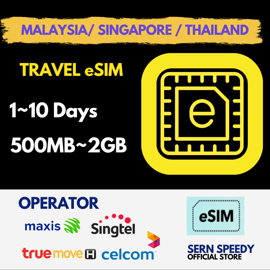Travel eSIM 【Malaysia】【Thailand】【Singapore】1day/3days/5days/7days SINGTEL / TRUEMOVE / CELCOM ...