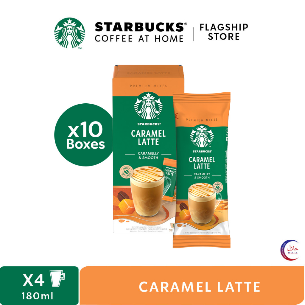 [Pack of 10] Starbucks Caramel Latte Premium Mixes (Box of 4 Sticks ...
