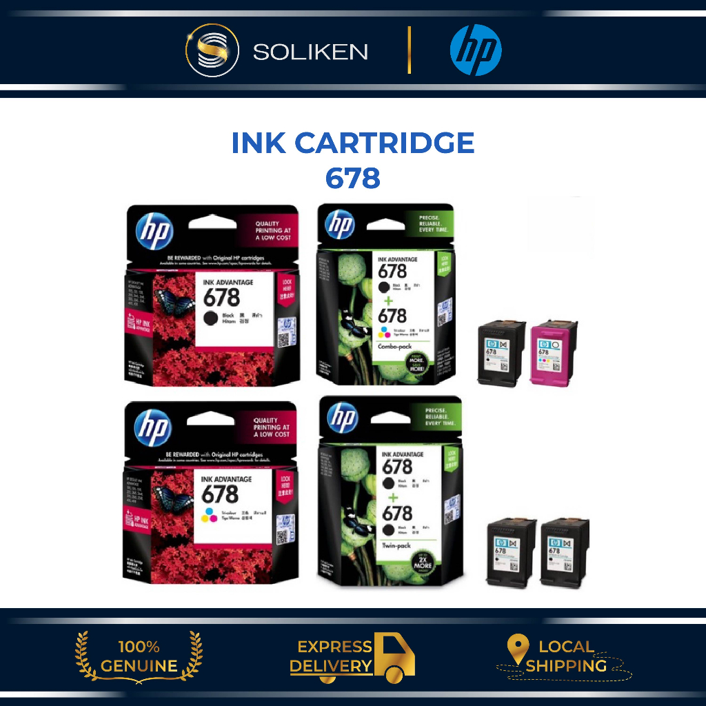 Hp Original 678 Black/678 Color Ink Cartridges (CZ107AA black/CZ108AA ...