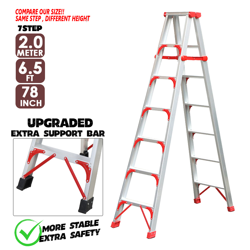 5/6/7/8 Step Ladderman Heavy Duty Aluminium Double Sided Ladder Multi ...