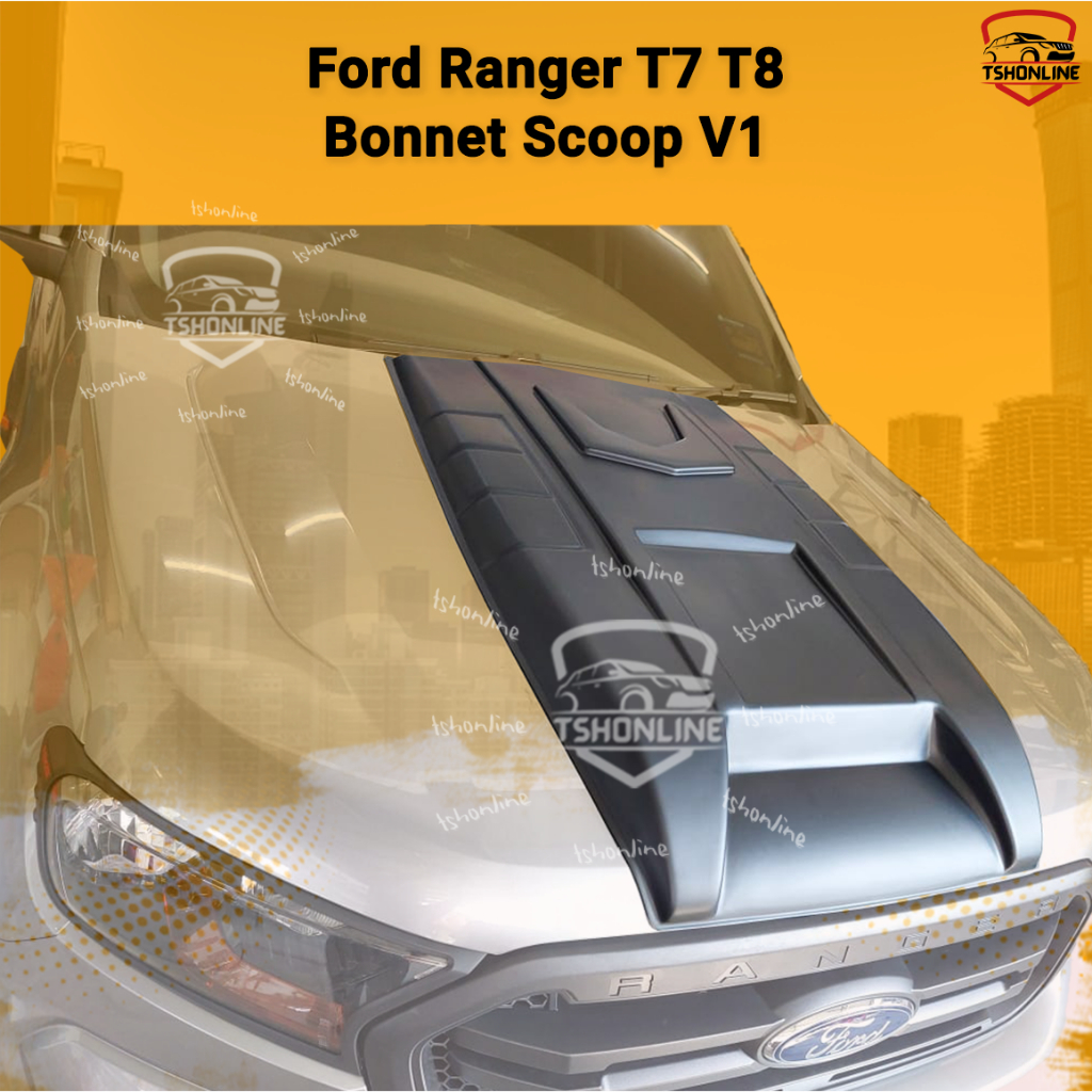 Ford Ranger bonnet scoop T7 T8 small matt black (V1) T7 T8 bonnet scoop ...
