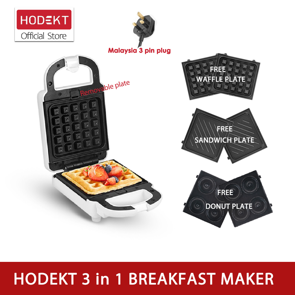 HODEKT Waffles Maker 2 In 1 Electric Breakfast Sandwich Machine Egg ...