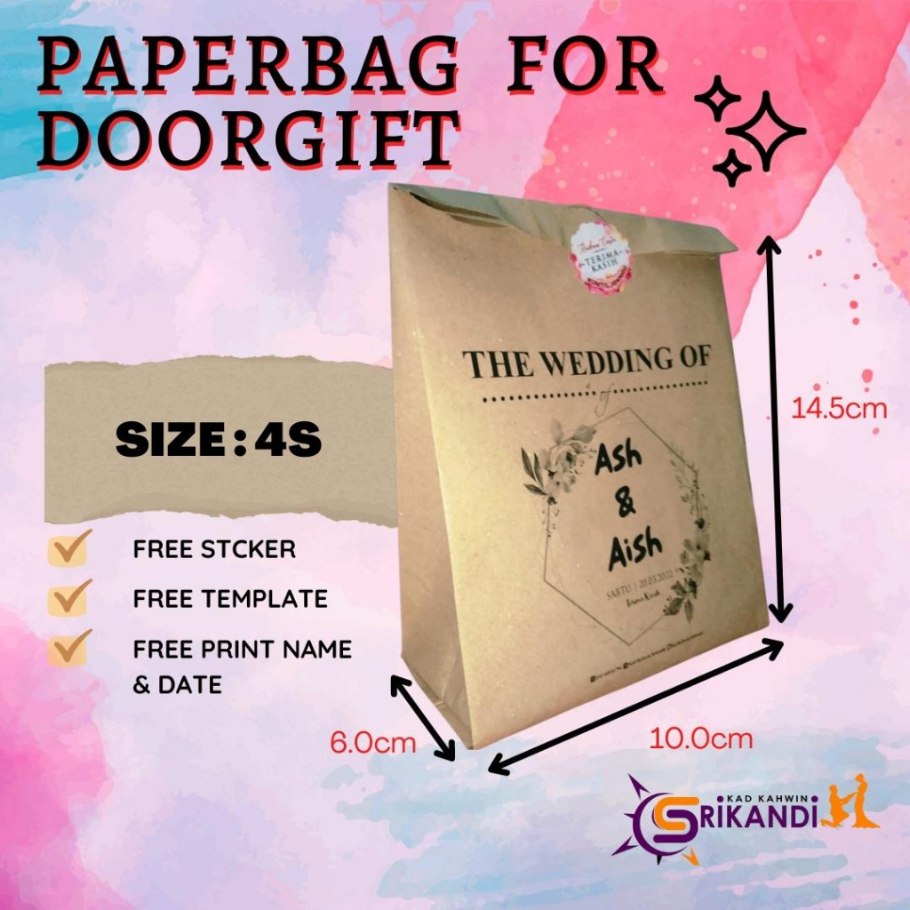 PAPER BAG KKS (4S) [550pcs - 1000pcs] DOORGIFT PRINTED+STICKER | Shopee ...