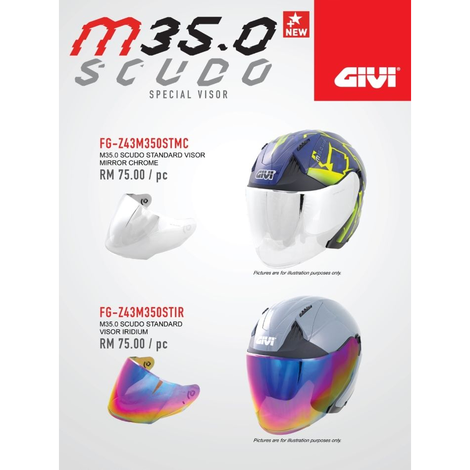 Givi Helmet 35.0 M30.1 CIELO Visor & M30.2 &M10.2 PRESTO Visor 100% ...