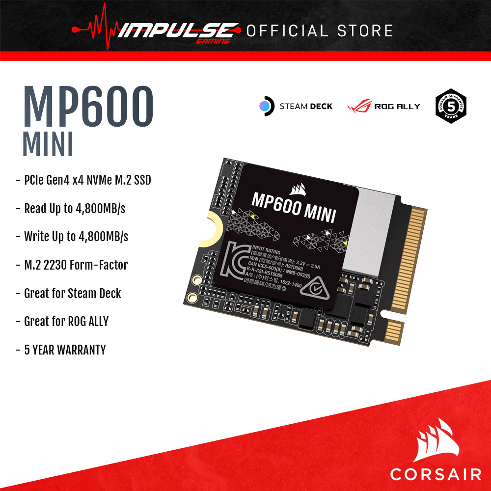 Corsair MP600 Mini PCIe Gen 4 x4 NVMe M.2 3D TLC NAND Internal CSSD ...