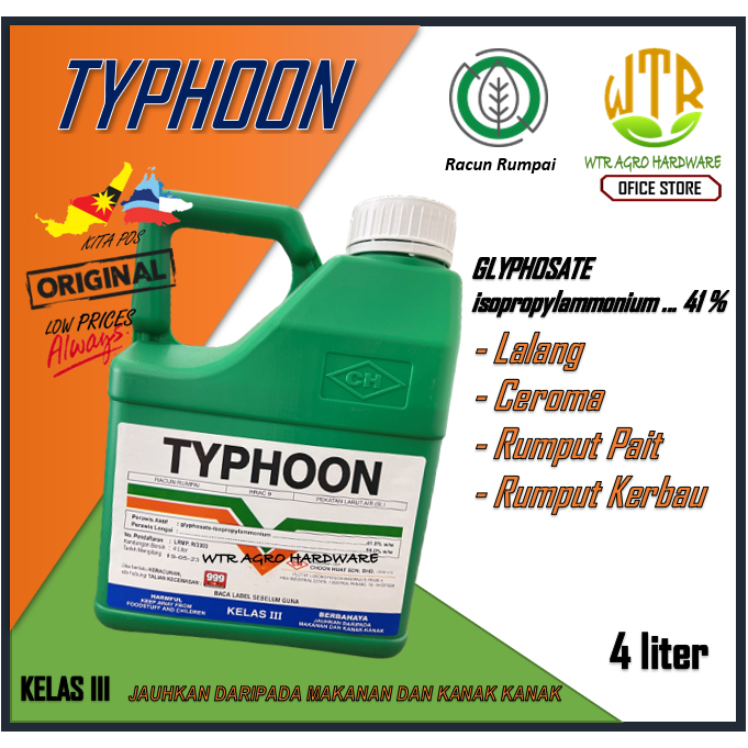 TYPHOON 4L Glyphosate Weed Killer (Racun Rumpai / Racun Lalang ...
