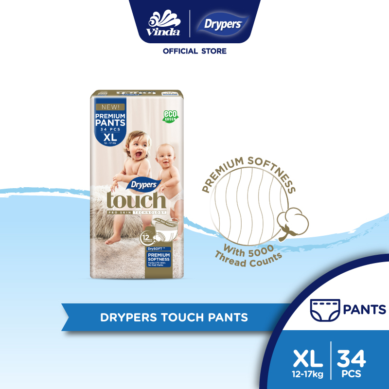 Drypers Touch Pants Baby Diapers M44/ L38/ XL34/ XXL30 (1 Pack ...
