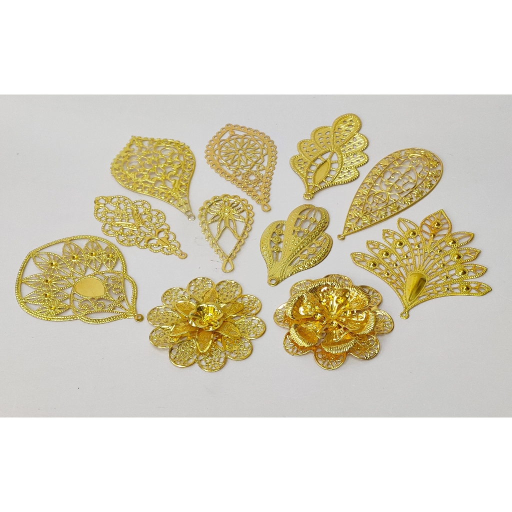 Kepingan besi emas bercorak kerawang untuk sanggul melintang | Shopee ...