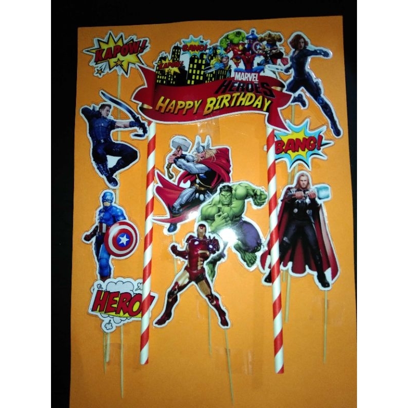 Cake Topper MARVEL SUPER HERO AVENGERS (Custom Name) | Shopee Malaysia