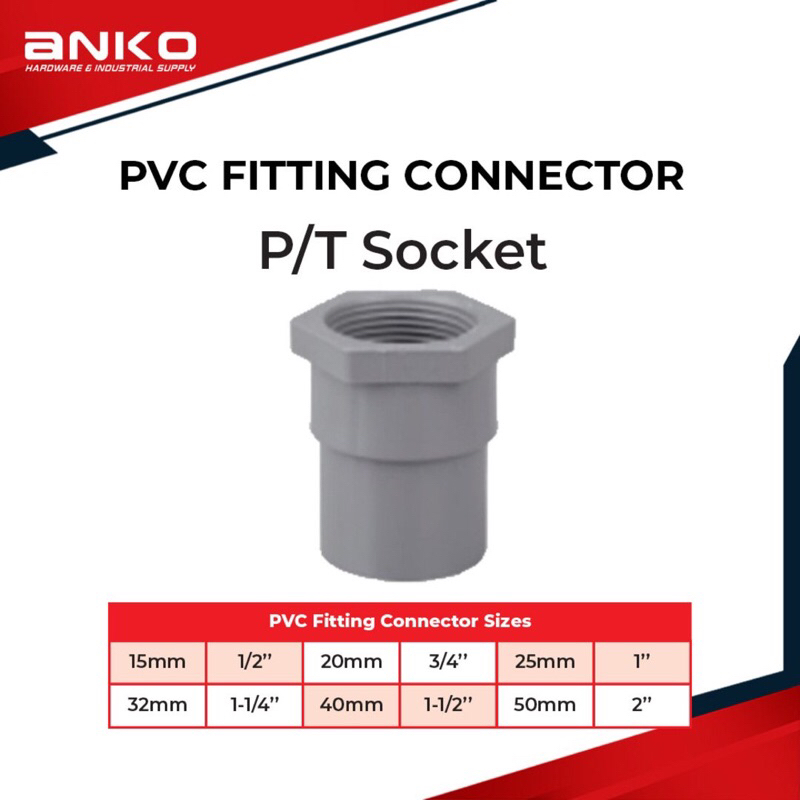 PVC PT Socket Fitting Penyambung Paip Connector 15mm 20mm 25mm 32mm ...