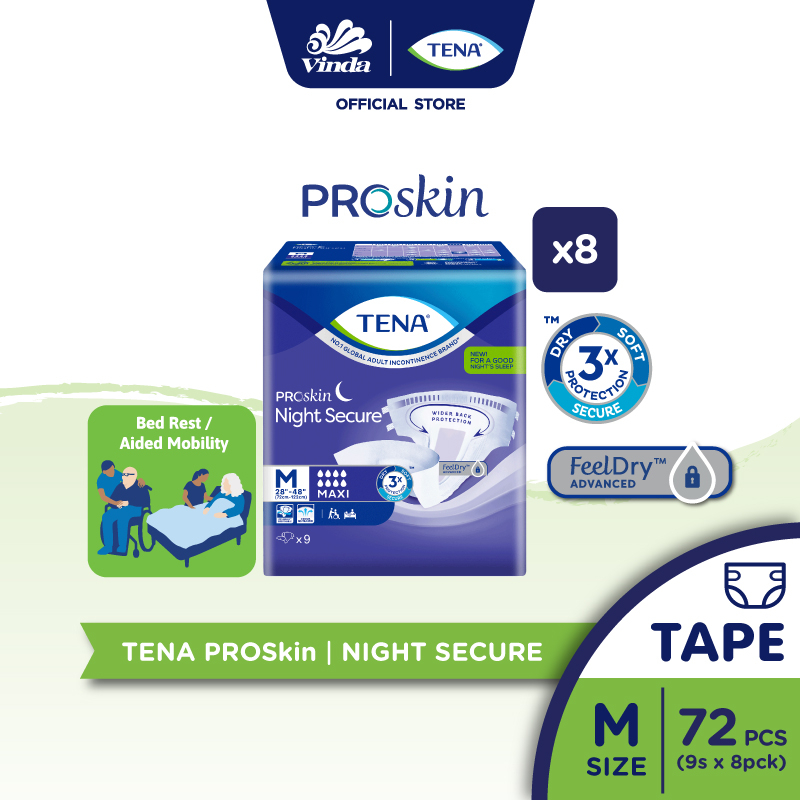 TENA PROskin Night Secure Adult Diaper M (8x9s) / L (8x8s) | Shopee Malaysia