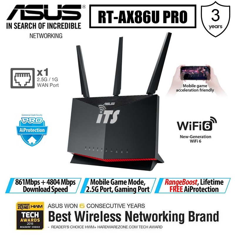 Asus AX5700 Dual Band WiFi 6 Gaming Router - 2.5 Gbps port (RT-AX86U/RT ...