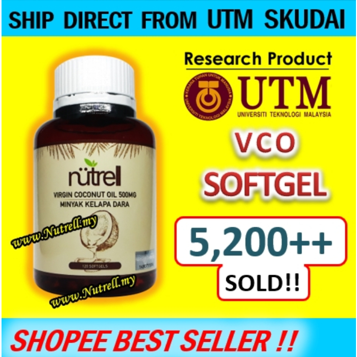 ORIGINAL 💥 UTM VCO 💥 120 Softgels - Nutrell Virgin Coconut Oil SoftGel LivingActive Minyak ...